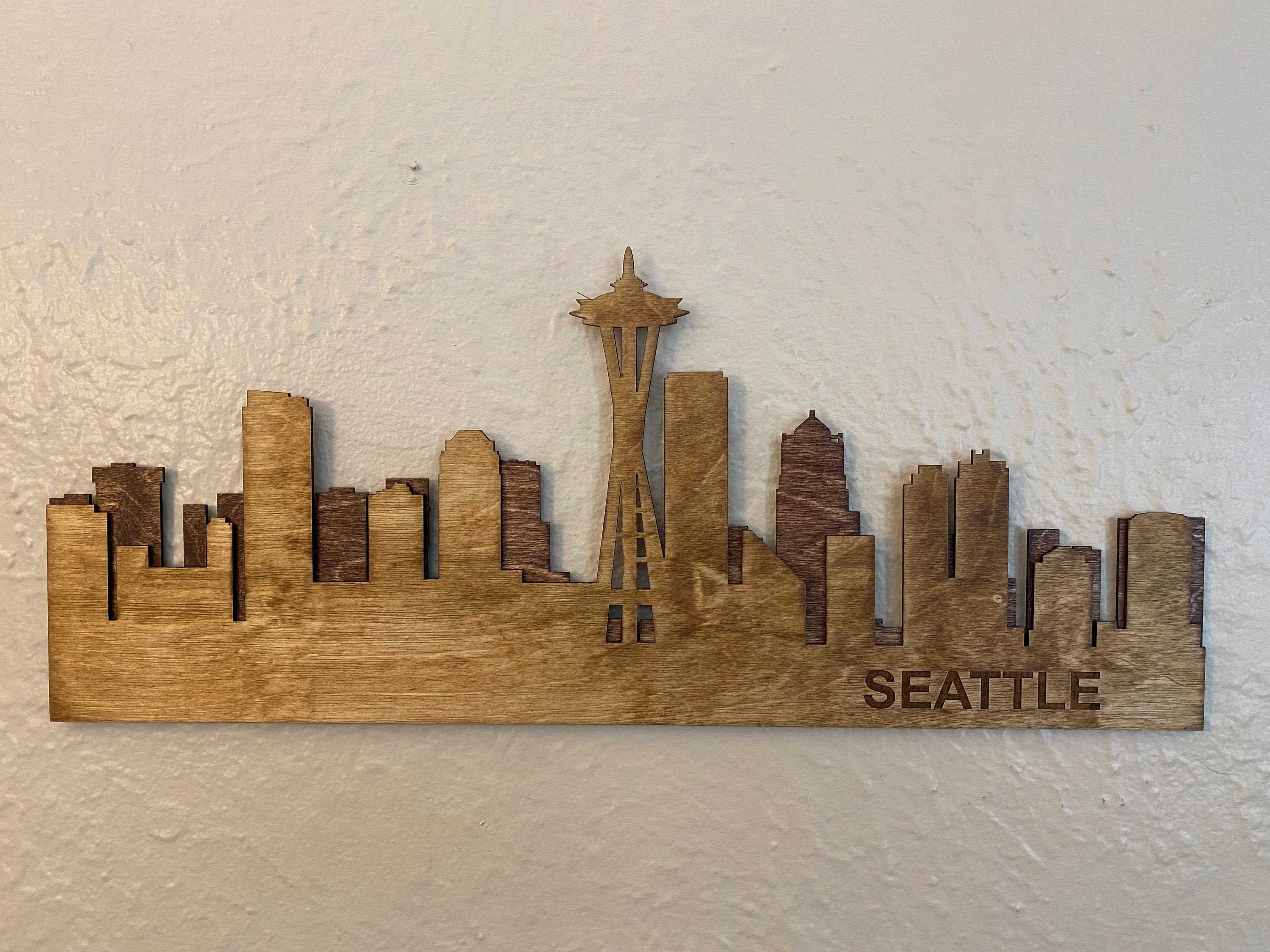 Seattle Skyline 3-D Layered Laser Cut Wood Sign Rustic | Etsy
