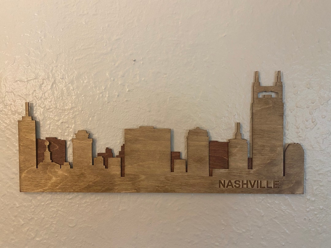 Large Nashville Skyline Wooden Sign Rustic Nashville Sign Art Layered ...