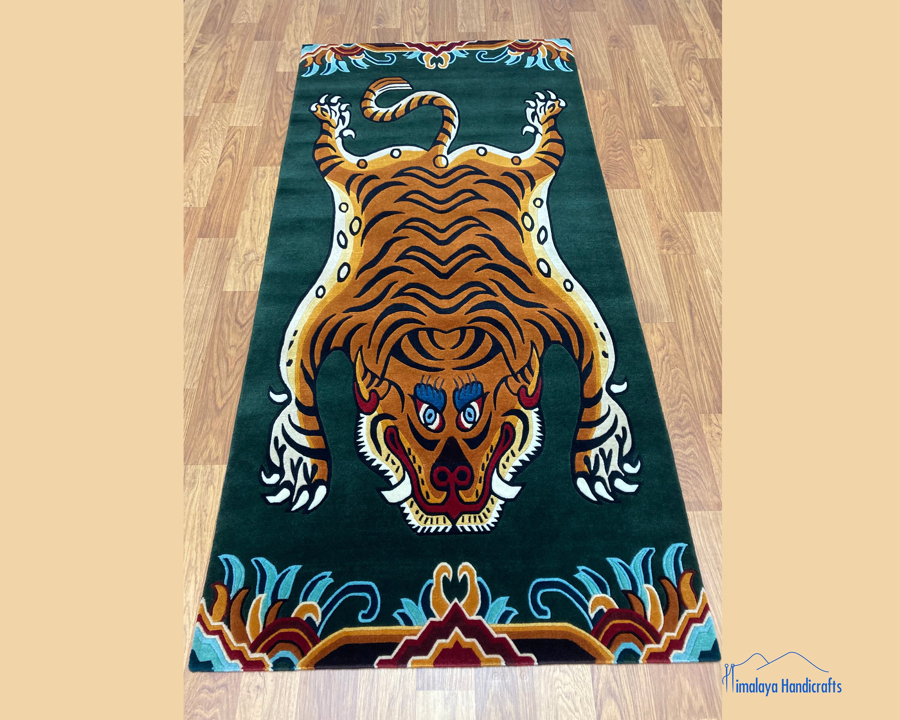 Tiger Printed Rug Meditation Carpet Hand Knotted in Nepal | Etsy