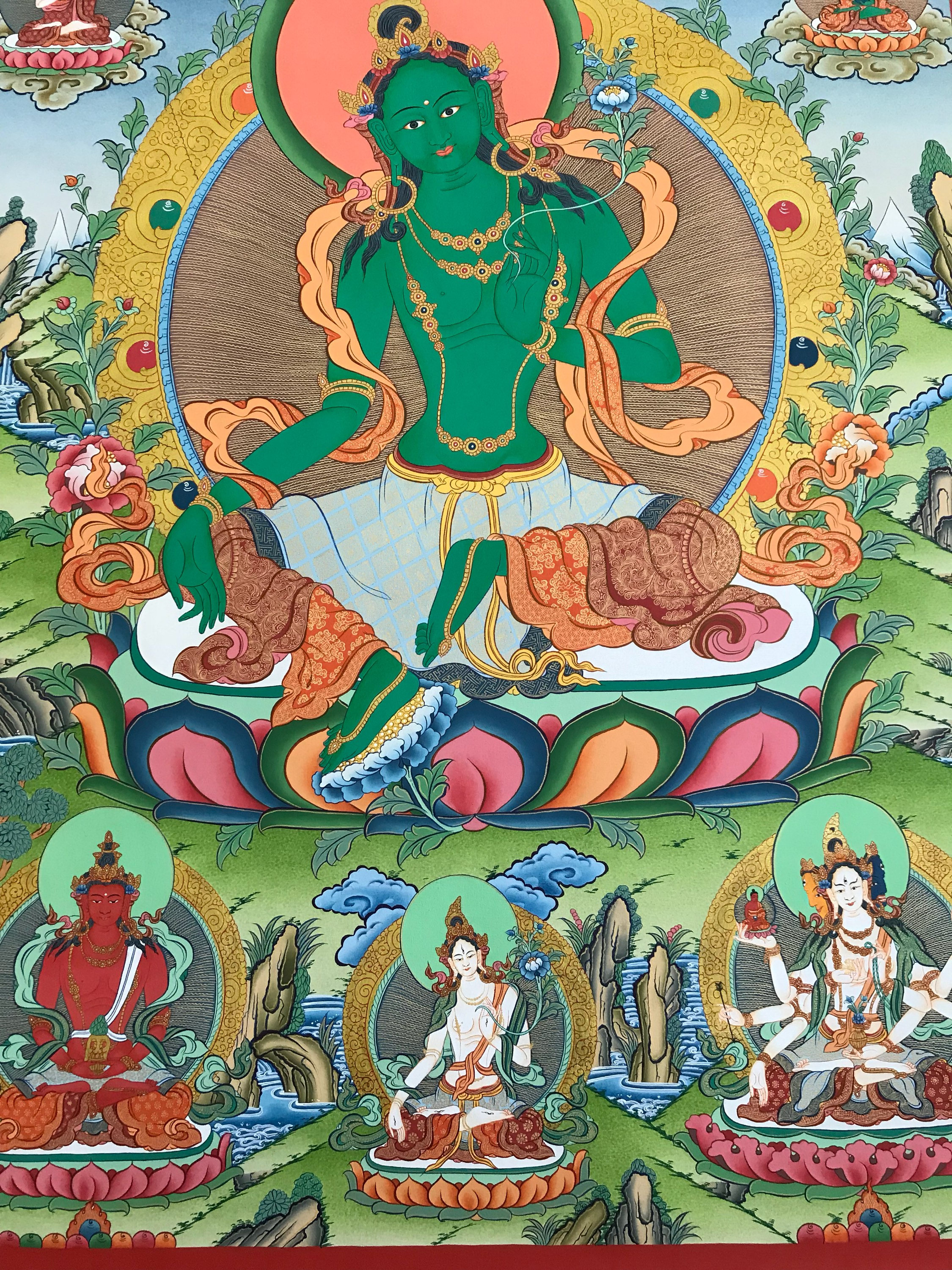 Green Tara Thanka Hand Painted in Nepal | Etsy