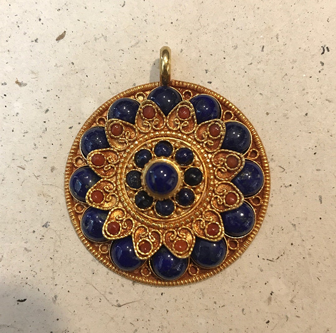 Blue Lotus Pendant, Gold Plated Pendant 925 Silver Sterling Pendant ...