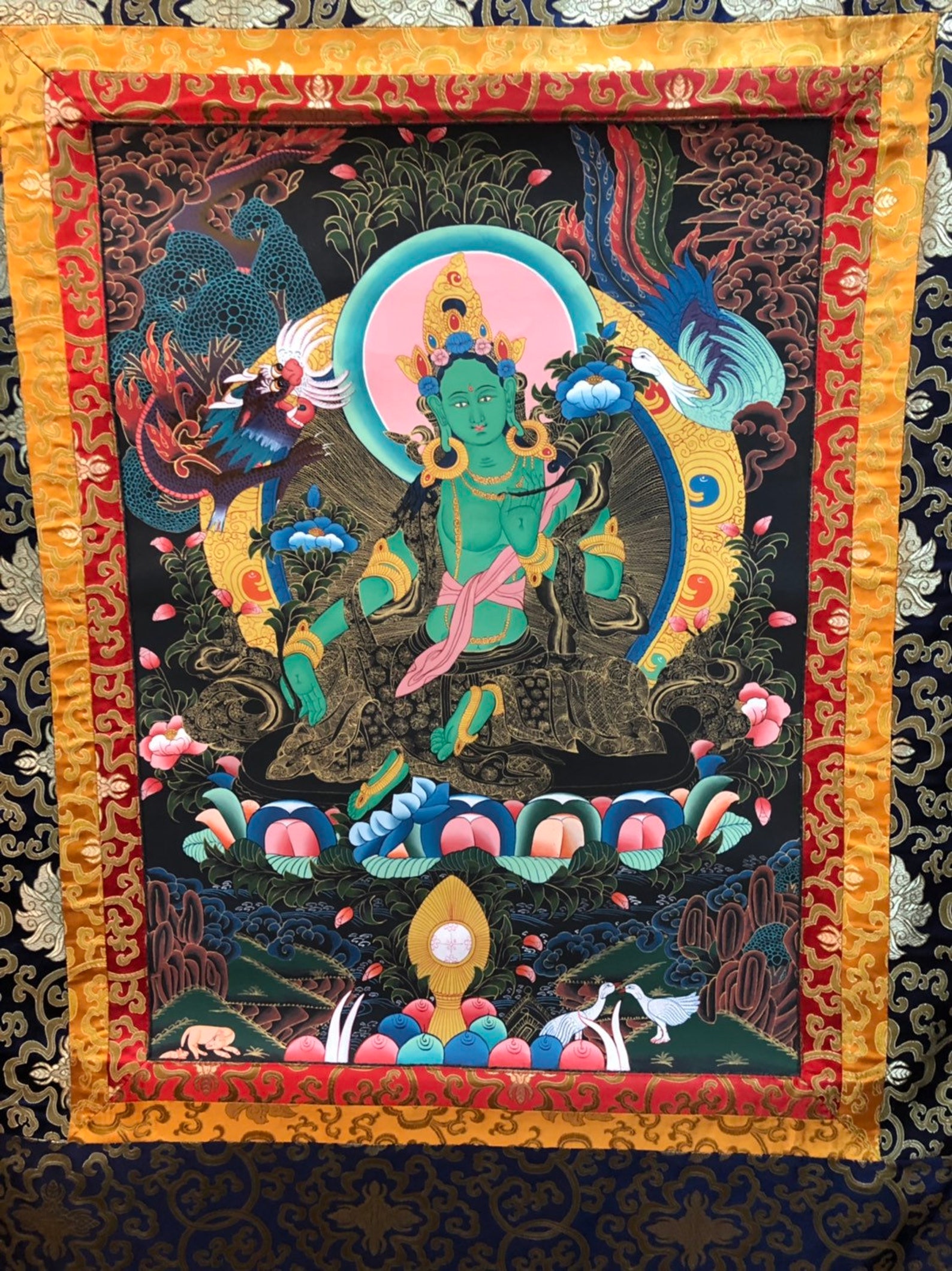 Beautiful Green Tara Thangka Thanka Handpainted in Nepal - Etsy