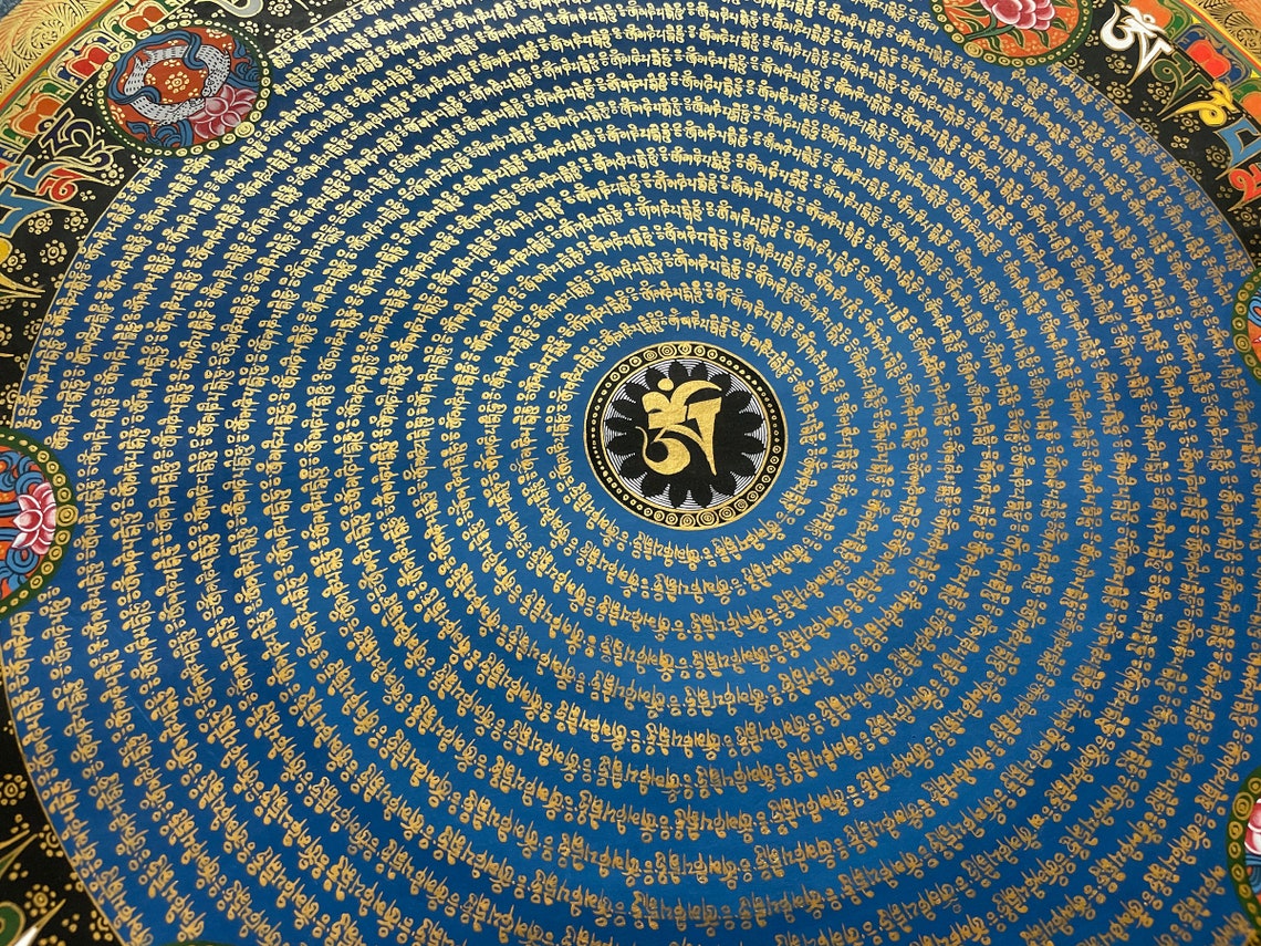 Astamangal With Om Mantra Thanka Handpainted in Nepal - Etsy