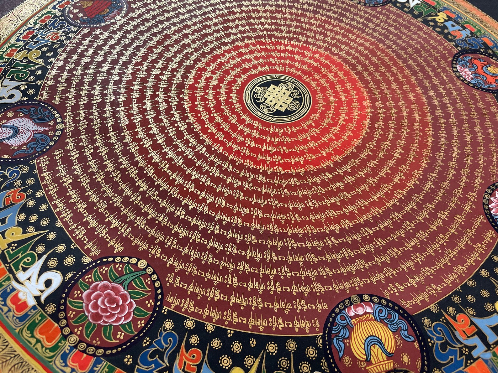 Astamangal with Endless Knot Tibetan Thanka Handpainted in | Etsy