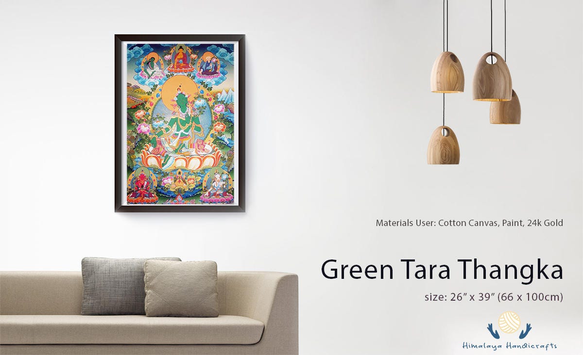 Beautiful Green Tara Thangka Made in Nepal | Etsy