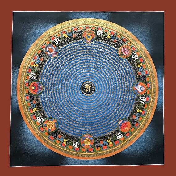 Astamangal With Om Mantra Thanka Handpainted in Nepal - Etsy