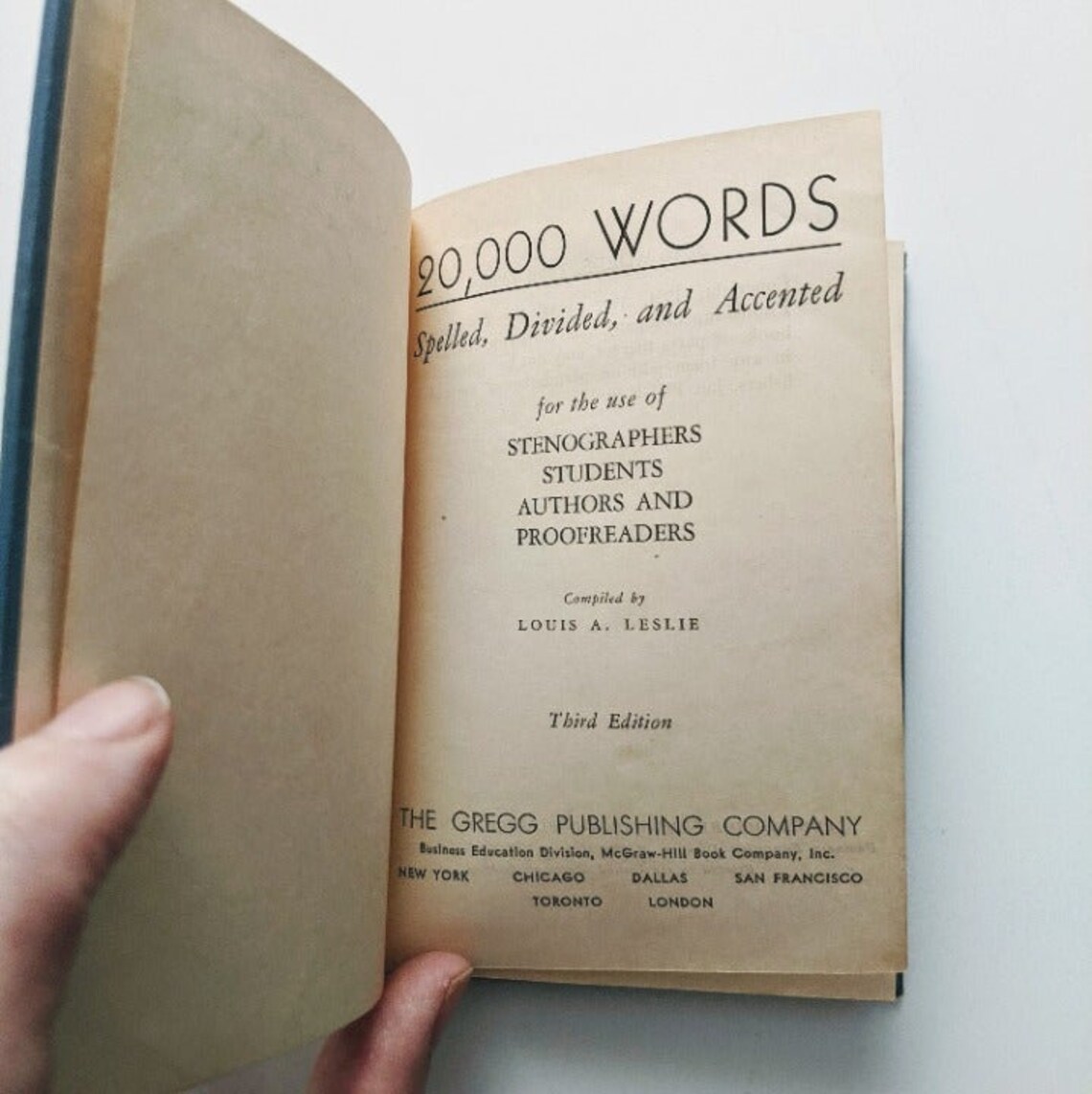 Book 20000 Words Spelled Divided Accented. 3rd ed.1951. | Etsy