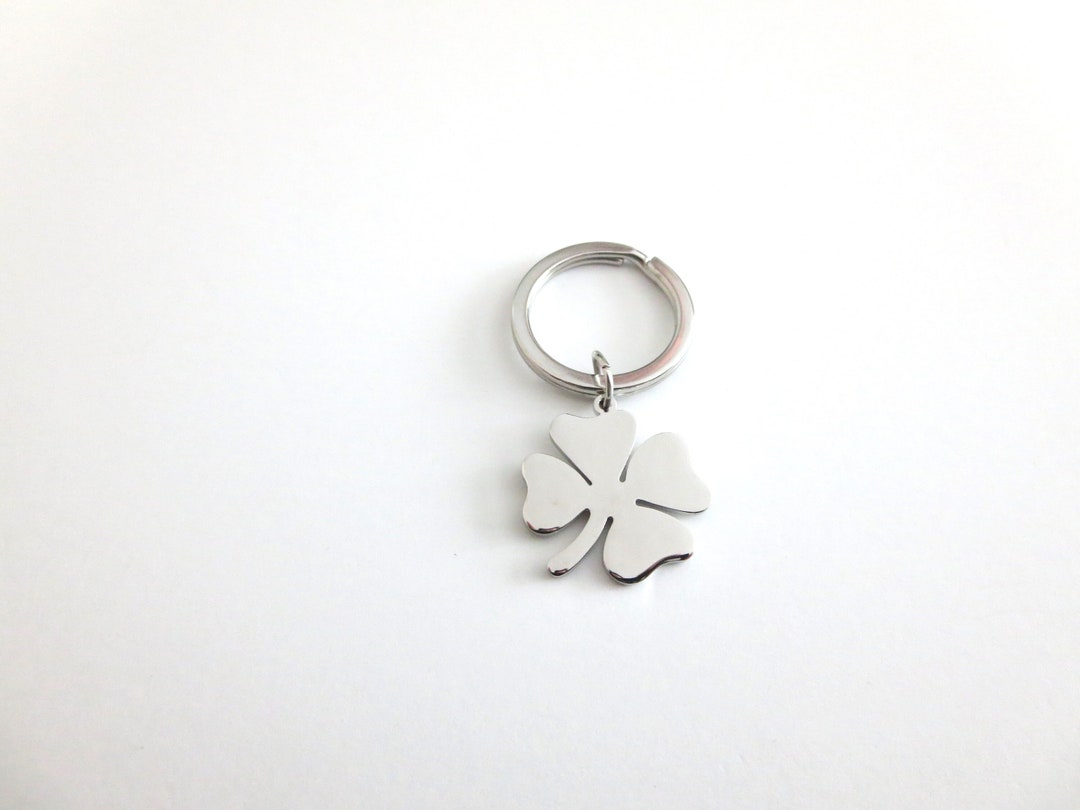 Silver Shamrock Key Ring St Patricks Day Accessory Four Leaf Clover Key ...