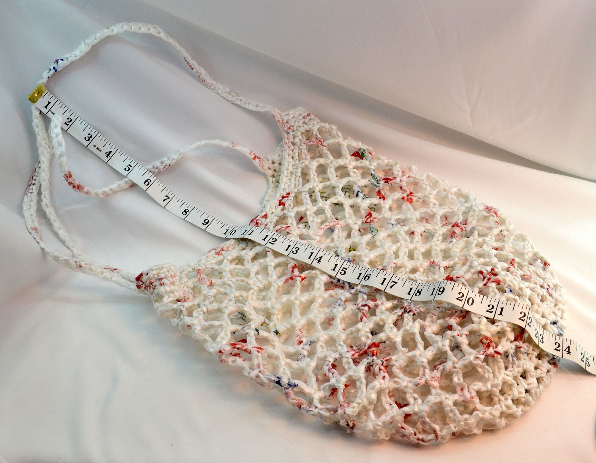 White and Red Net PLARN Bag / Shopping Bag - Etsy