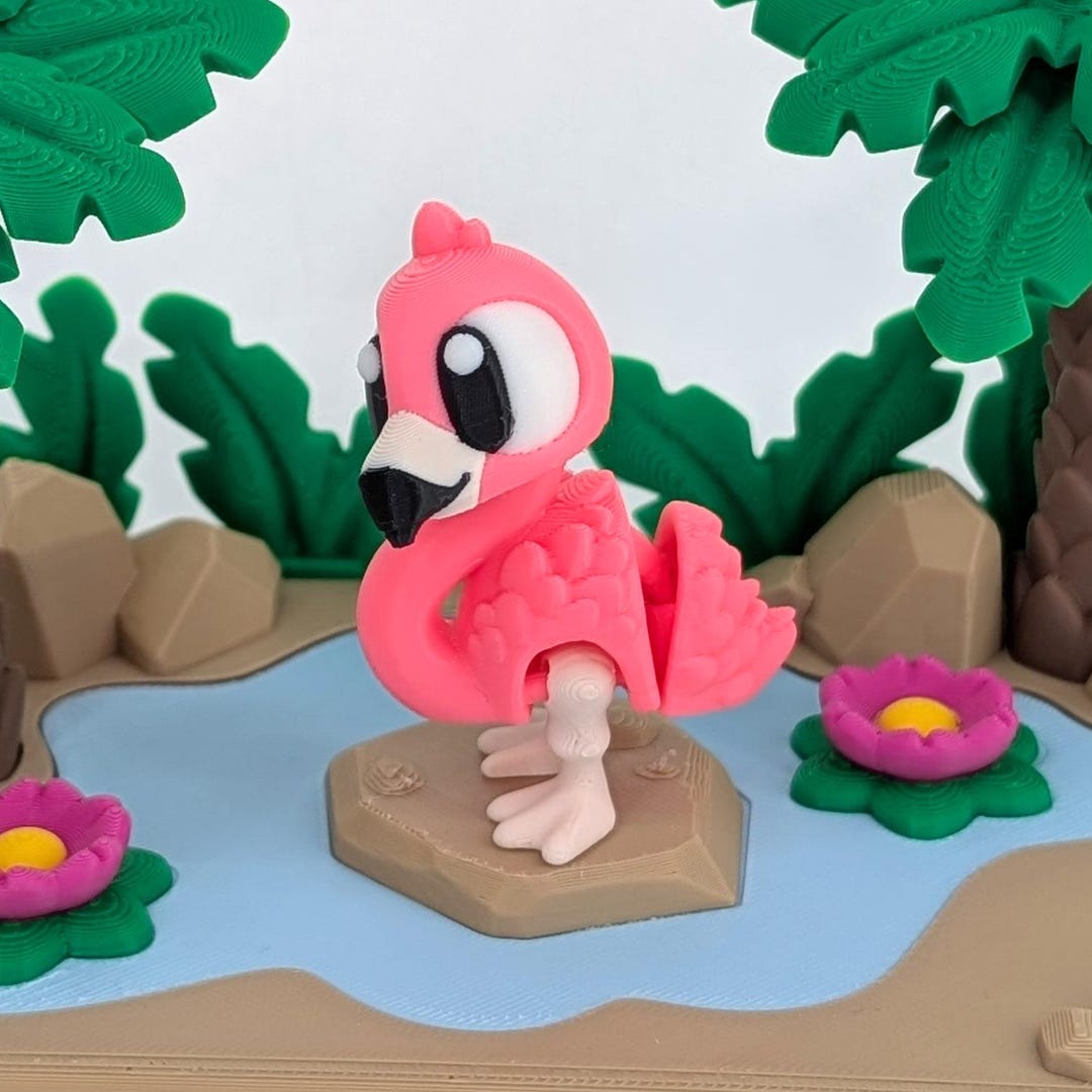 3D Printed Flamingo Fidgets: Articulated PLA Desk Decor - Etsy