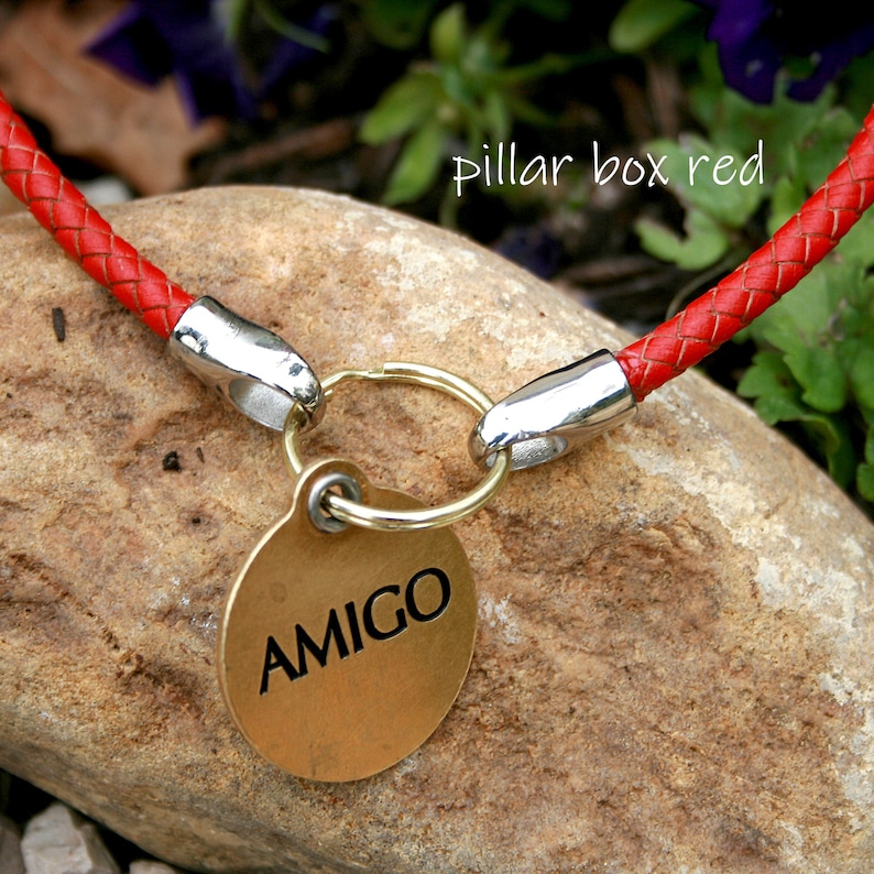 Slip Over House Collar/tag Collar. Braided Bolo Leather for Greyhound ...