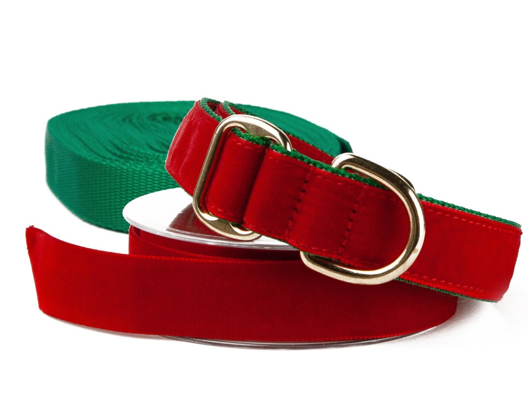 RED Velvet Double Sided Dog Collar, 1 Inch Wide.contrast Colour ... RED Velvet Double Sided Dog Collar, 1 Inch Wide.contrast Colour ...