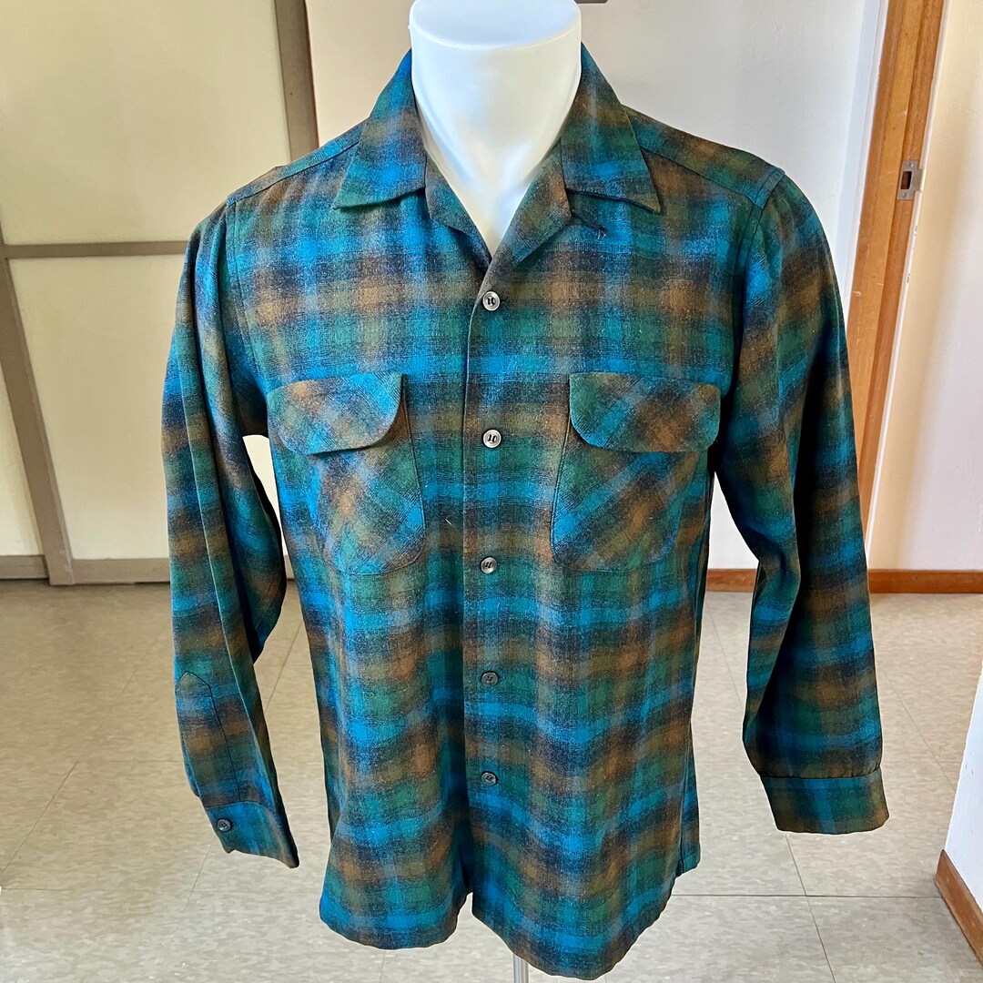 1960s Vintage Shadow Plaid Pendleton Loop Collar Shirt M - Etsy