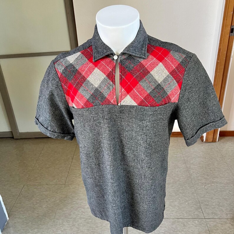 1950s Vintage Two Tone Panel Loop Collar Wool Rockabilly Shirt M - Etsy