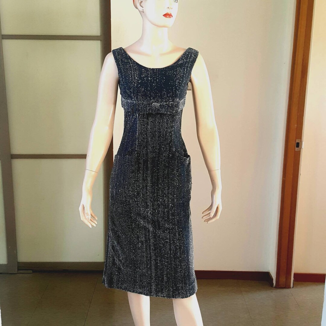 50er Jahre Vintage Chromspun Lurex Wiggle Kleid 26W - Etsy.de