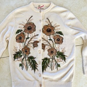 1950s or 60s Vintage Orlon Cardigan With Flower Print and Glitter S - Etsy