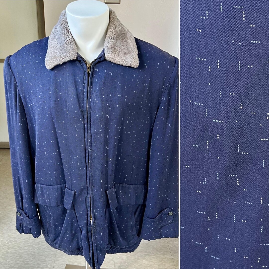 1950s Vintage Atomic Fleck Pennys Gabardine Car Coat Winter Jacket XL ...
