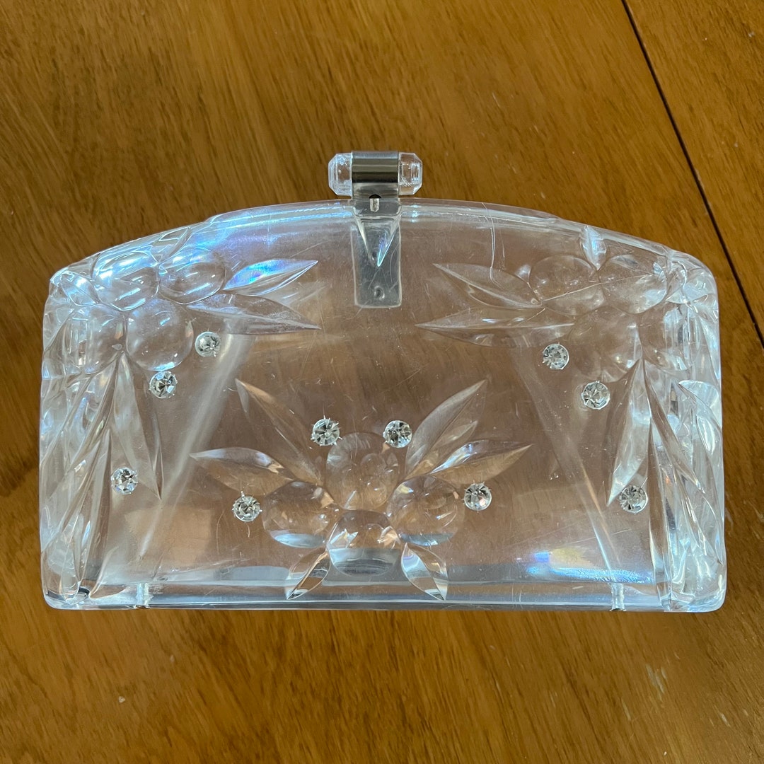1950s Vintage Lucite With Rhinestones Clutch Purse - Etsy
