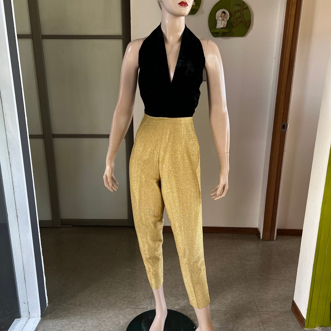 1950s or 60s Vintage Gold Lurex Lame Capri Pants 24W - Etsy