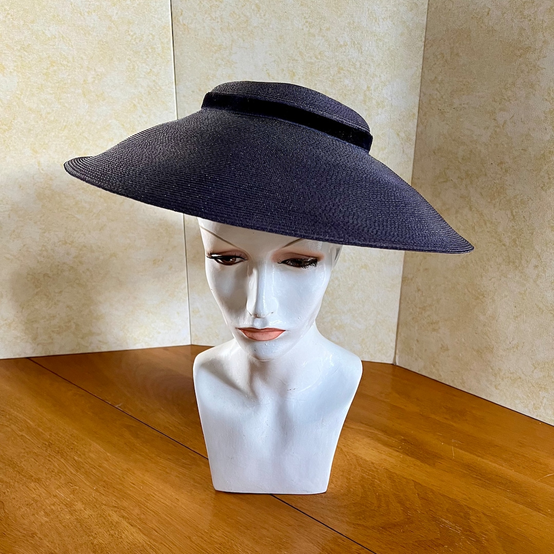 1950s Vintage Gene Doris Black Platter Hat With Velvet Bows - Etsy
