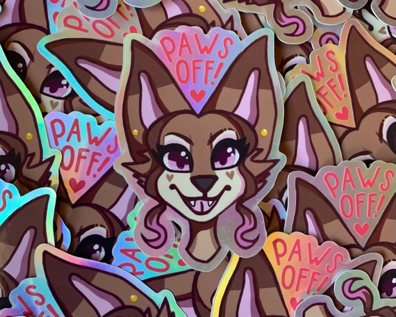 Paws Off Holographic Vinyl Sticker - Etsy