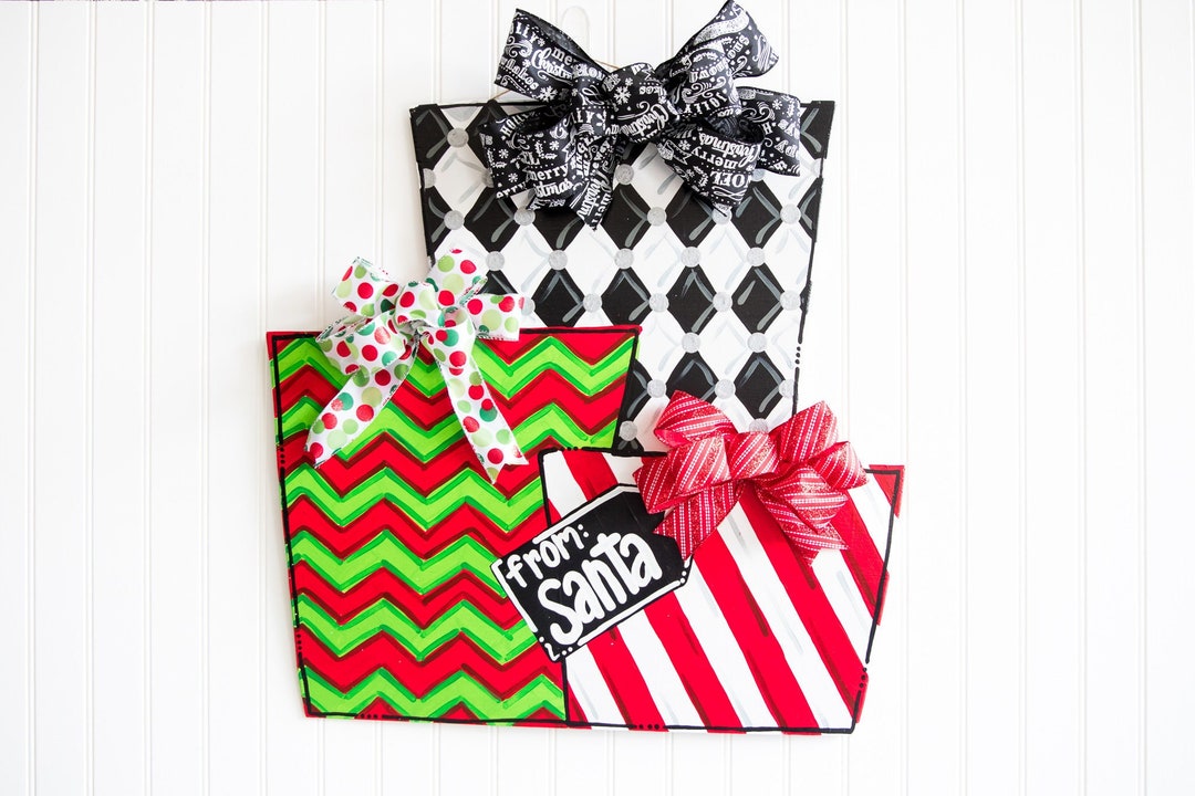 Stack of Presents Door Hanger, Ho Ho Ho Door Hanger, Santa Door Hanger ...