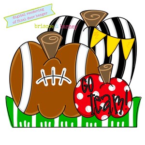 Score Big With This Football and Pumpkin Themed Custom Wooden Door Sign ...