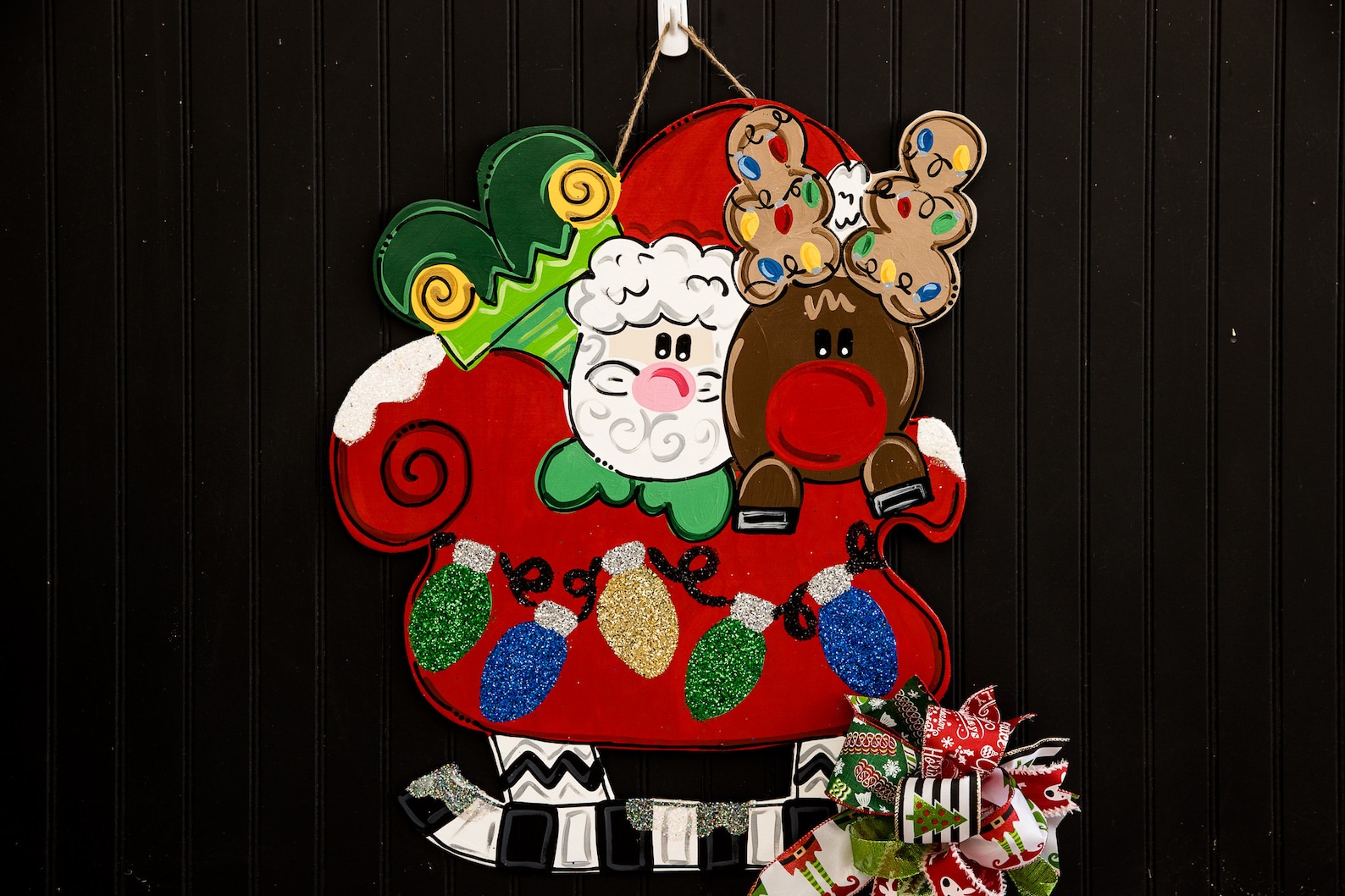 Christmas door hanger Santa door hanger wooden door hanger | Etsy