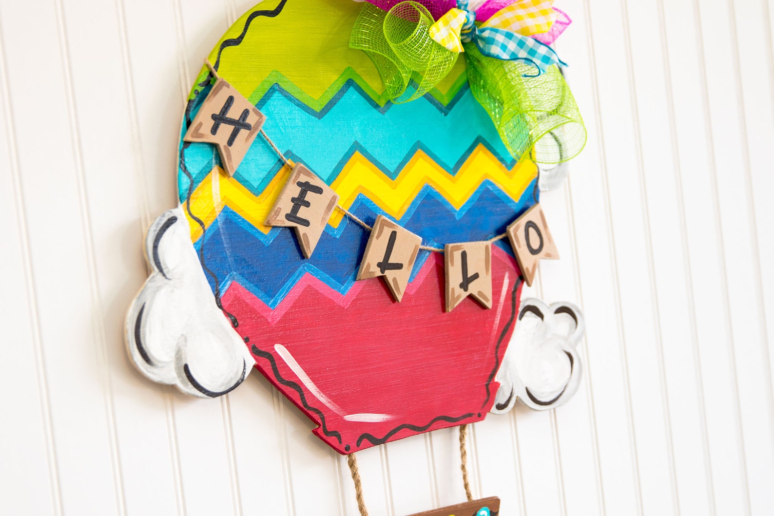 Hot air balloon door hanger summer door hanger summertime | Etsy