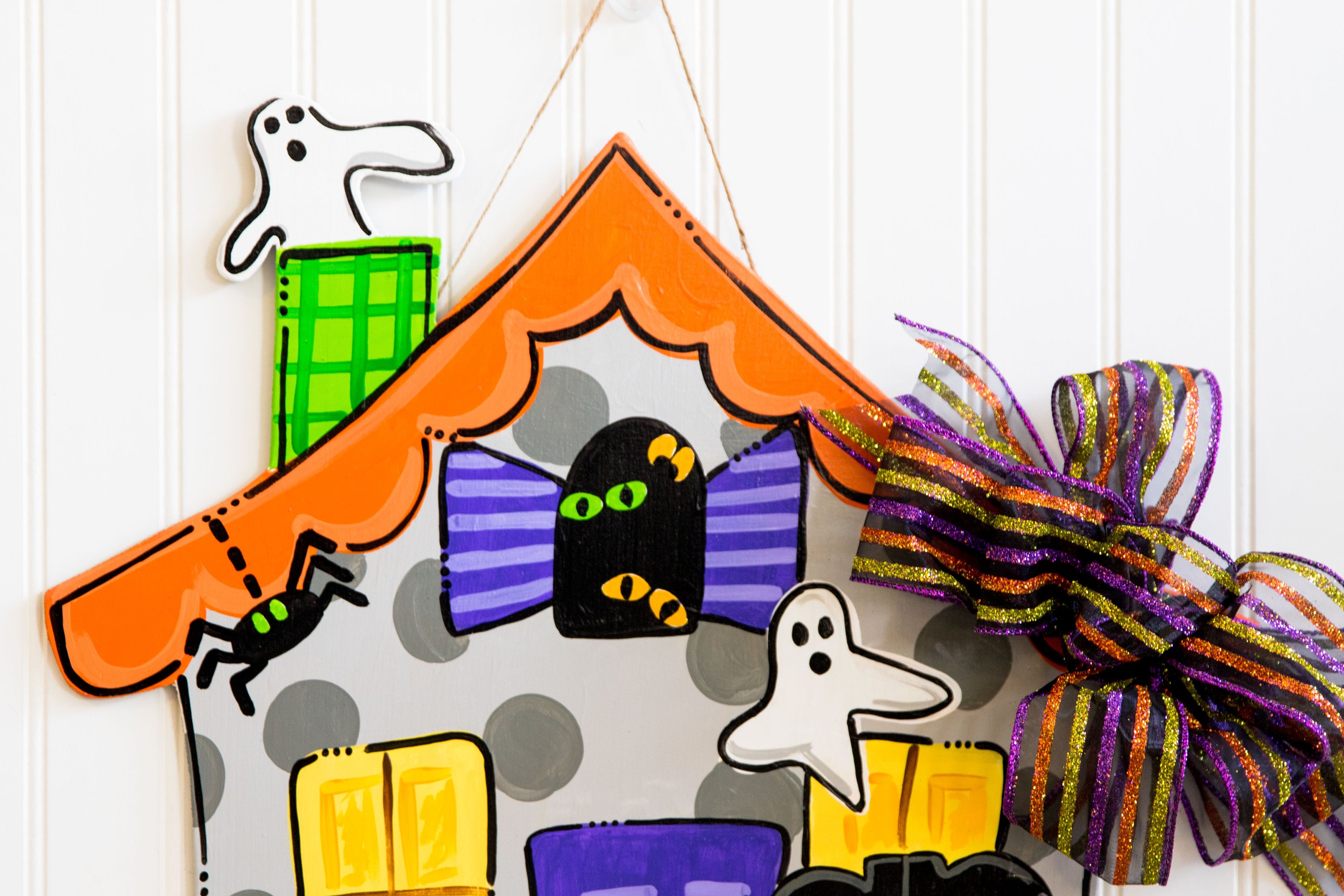 Halloween Door Hanger Wooden Door Hanger Haunted House - Etsy