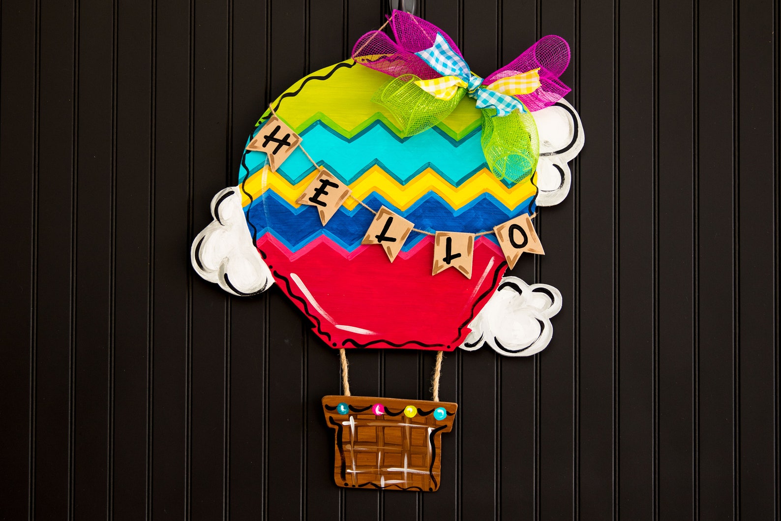 Hot air balloon door hanger summer door hanger summertime | Etsy