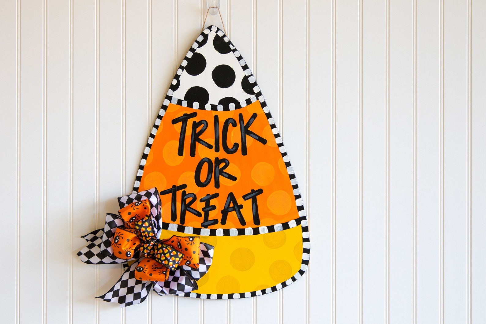 Halloween Door Hanger, Candy Corn Door Hanger, Fall Door Hanger, Trick ...