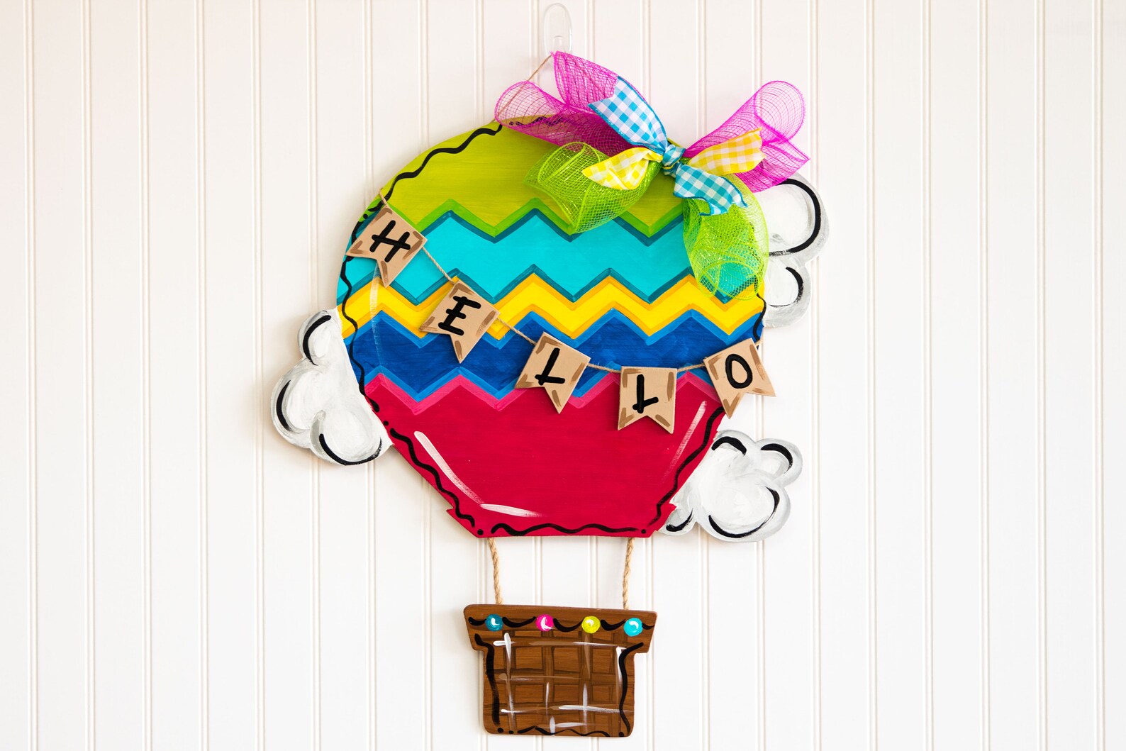 Hot air balloon door hanger summer door hanger summertime | Etsy