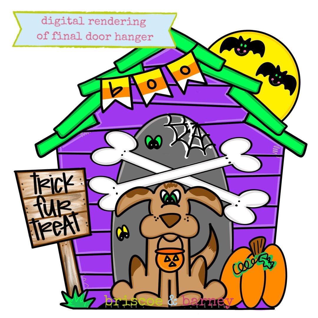 Spooky Halloween Haunted Dog House Wooden Door Hanger - Etsy