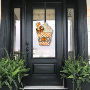 Pumpkin Spice Latte Door Hanger, Thanksgiving Door Hanger, Autumn Door ...
