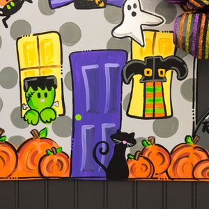 Halloween Door Hanger, Wooden Door Hanger, Haunted House Decor ...