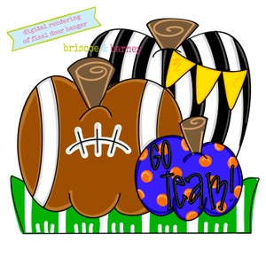 Score Big With This Football and Pumpkin Themed Custom Wooden Door Sign ...