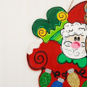 Christmas Door Hanger, Santa Door Hanger, Wooden Door Hanger, Santa ...