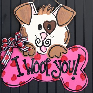 Heart Door Hanger, Puppy Love Door Hanger, Valentine's Day Door Hanger ...