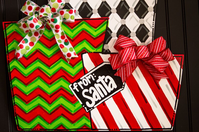 Stack of presents door hanger ho ho ho door hanger santa | Etsy