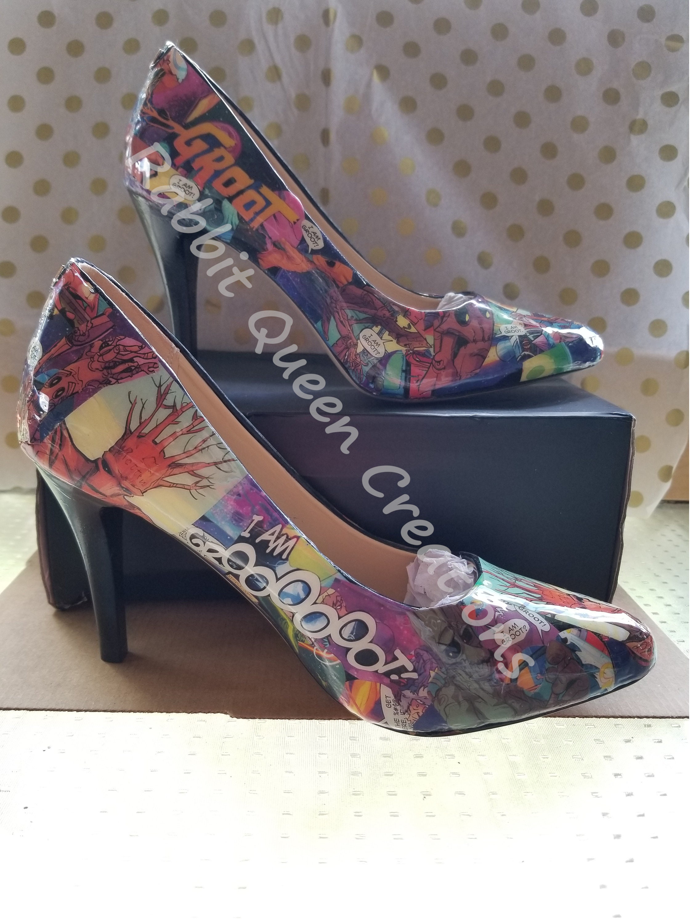 Groot Heels/comic Book Shoes/custom Shoes/geek Shoes - Etsy