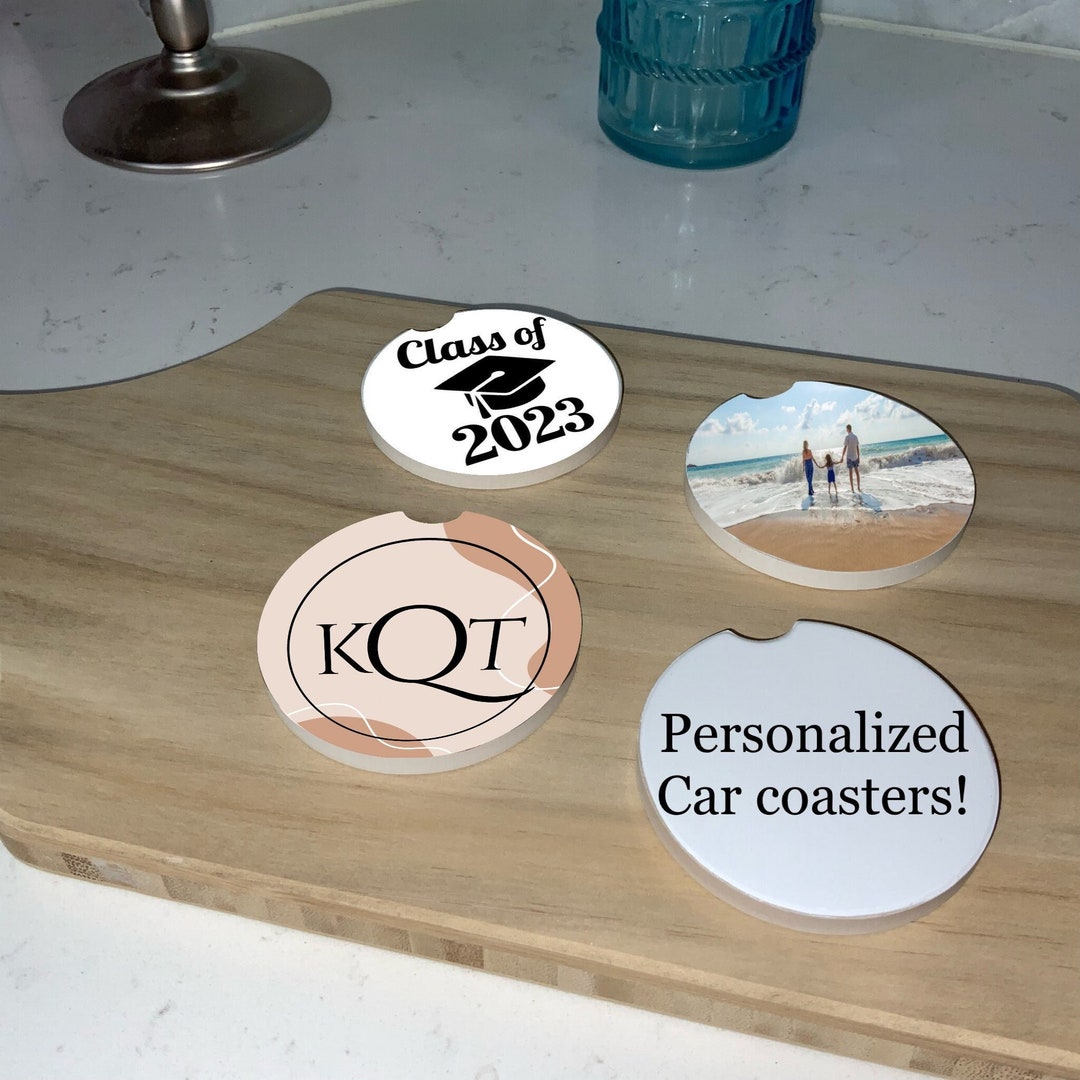 Custom Photo Car Coasters Set of 2 | Personalized Glossy Ceramic Car ...