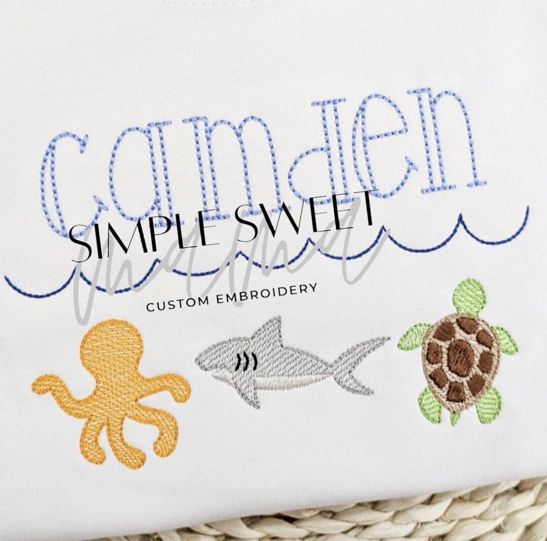 Sea Creatures Embroidery T-shirt/bubble/romper - Etsy