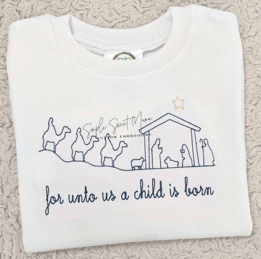 Baby Jesus Manger Nativity Monogrammed Embroidery T-shirt/Bubble/Romper ...