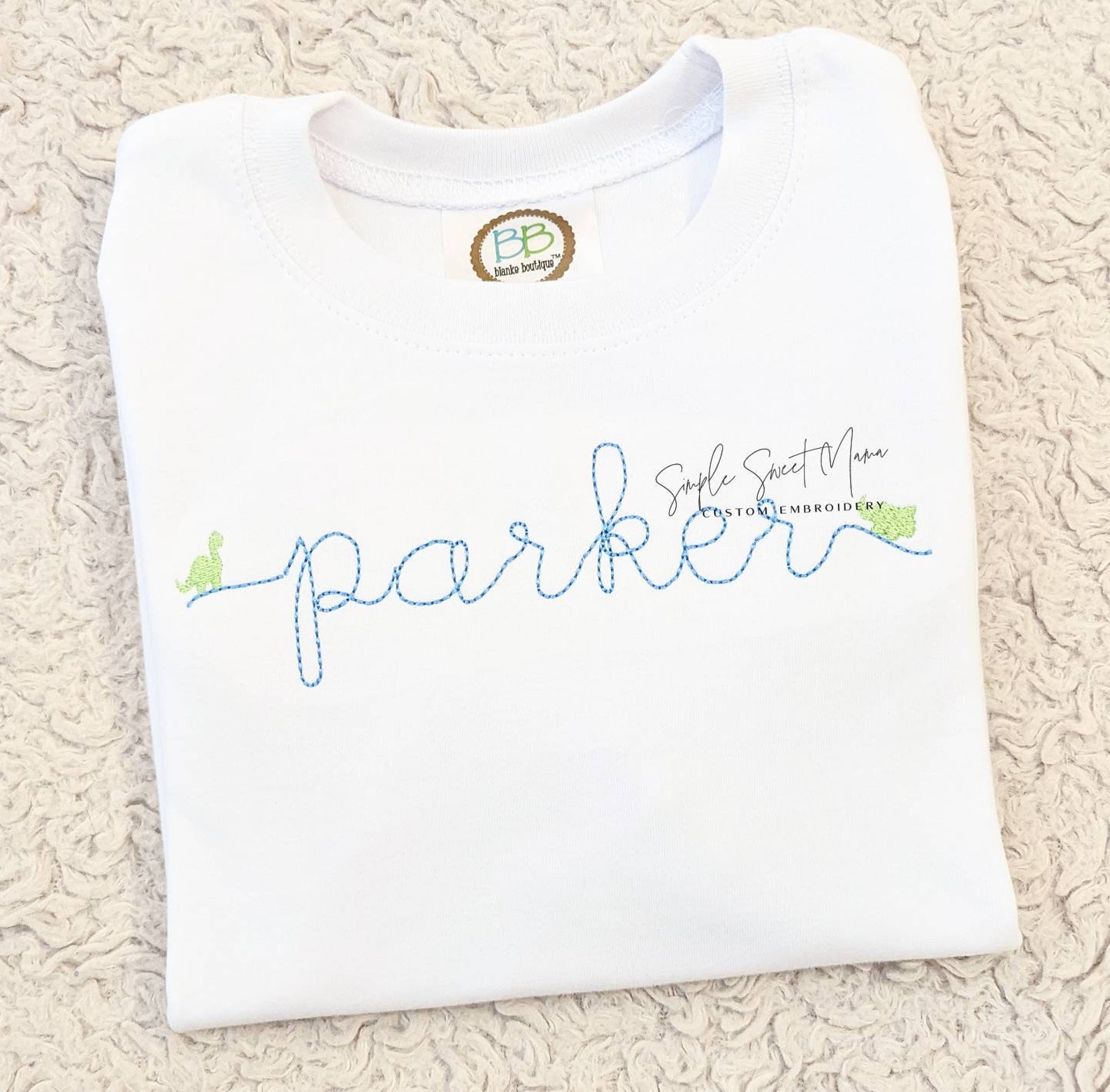 Dinosaur Dino Name Monogrammed Embroidery - Etsy