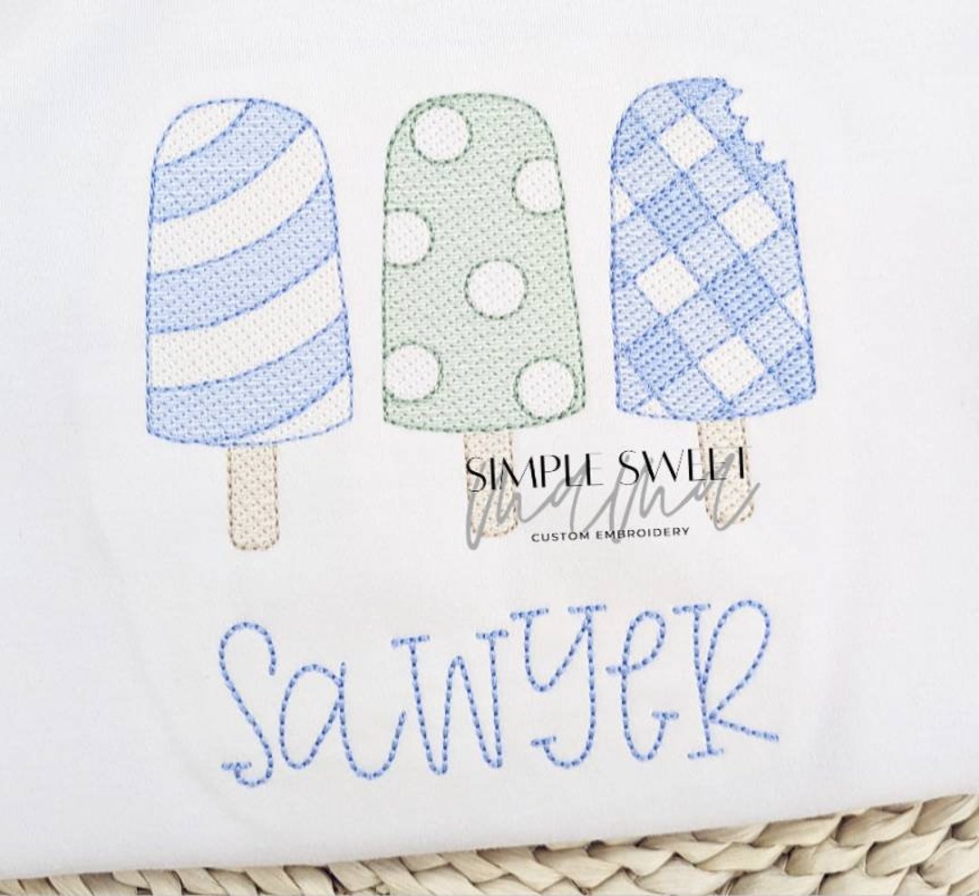 Ice Cream Popsicles Summer Monogrammed Embroidery T-shirt/bubble/romper ...