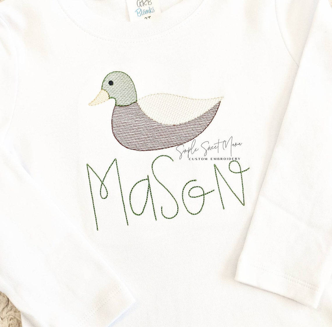 Mallard Duck Monogrammed Embroidery T-shirt/bubble/romper | Etsy