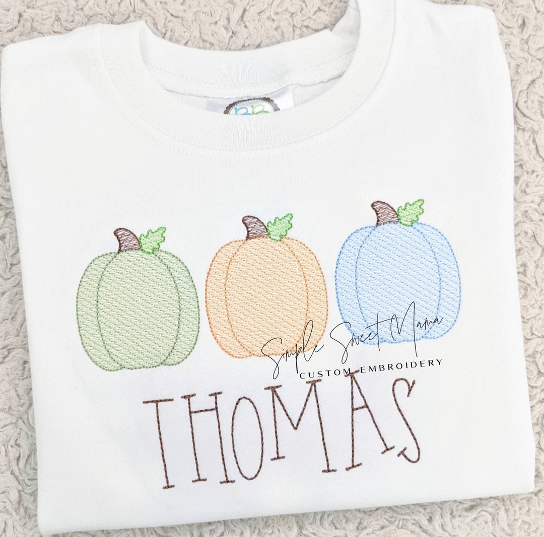 Pumpkin Patch Trio Monogrammed Embroidery T-shirt/bubble/romper - Etsy