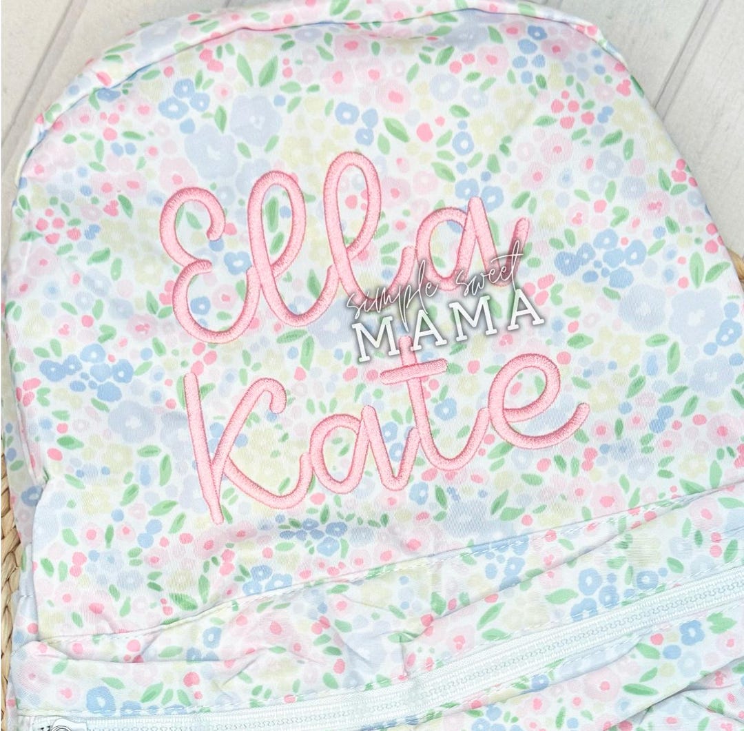 Grandmillenial Floral Embroidered Wipeable Nylon Gingham Backpack - Etsy