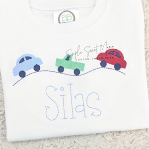 Cars Trucks Transportation Trio Monogrammed Embroidery T-shirt/bubble ...